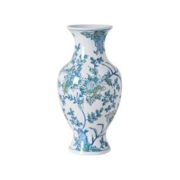 Beliani Blumenvase LLANES in Wei&szlig;/Blau - (W) 16 x (H) 36 x (L) 16 cm | Gr.: onesize