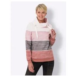 Sweatshirt Classic Basics, Damen, Gr. 42, rosa (rosenholz, hellros&eacute;, bedruckt), 100% Baumwolle, gemustert, gestreift, mehrfarbig, Sweatshirts Sweatshirt