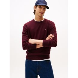 Rundhalspullover Tommy Hilfiger "PIMA ORG CTN CASHMERE CREW NECK", Damen, Gr. S, deep burgundy, Obermaterial: 92% Baumwolle, 8% Kaschmir, Rundhals, Pullover Rundhalspullover