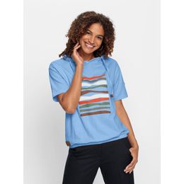 Kapuzensweatshirt Casual Looks, Damen, Gr. 40, blau (eisblau, ecru, bedruckt), 50% Baumwolle, 50% Polyester, bedruckt, gemustert, Sweatshirts
