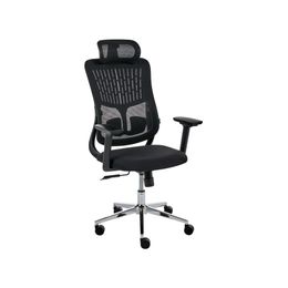 Beliani B&uuml;rostuhl PARTNER in Schwarz/Silber - (W) 50 x (H) 117 x (L) 66 cm | Gr.: onesize
