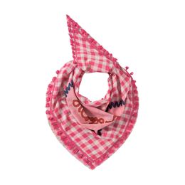 Codello Tuch Dreieckstuch Trachtenmotiv Karo Herzerl Damen Gr&ouml;&szlig;e One Size marine / hummer / pink / pitaya