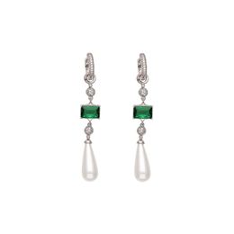 NAEMI Women Earrings in Silver Green White | Gr.: onesize