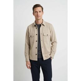 Hemdjacke OLYMP, Herren, Gr. M, beige, Web, Obermaterial: 55% Leinen, 45% Baumwolle, normal, 1-Knopf-Manschette, Jacken, Overshirt, Leinen, Modern Fit, Kentkragen