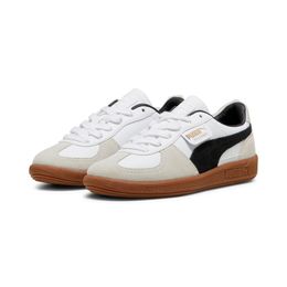 Sneaker Puma "PALERMO LTH JR", Jungen, Gr. 35,5, Puma wei&szlig;, vapor gray, gum, Leder, unifarben, Schuhe Sneaker, mit leicht profilierter Gummisohle, mit Schn&uuml;rung, sportlicher Stil