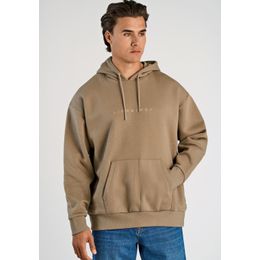 Hoodie LINDBERGH "Hoodie Oversize Fit", Herren, Gr. L, grau (stone), Obermaterial: 70% Baumwolle, 30% Polyester, unifarben, weit, Sweatshirts Hoodie