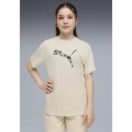 T-Shirt Puma "ESS GRAPHIC ANIMAL RELAXED TEE G", Jungen, Gr. 164, alpine snow, Jersey, Obermaterial: 100% Baumwolle, bedruckt, relaxed fit normal, Rundhals, Shirts T-Shirt, f&uuml;r Jugendliche, Kurzarm, mit Print-Applikation, Rundhalsausschnitt