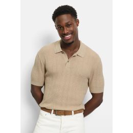 Poloshirt OLYMP "OLYMP Casual Strick", Herren, Gr. L, beige, 55% Baumwolle, 45% Polyester, Shirts