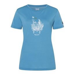 super.natural Merino T-Shirt FLOWERHANDS in blau | Gr.: S