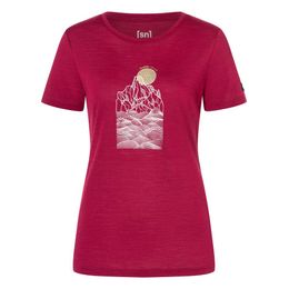 super.natural Merino T-Shirt PREIKESTOLEN CLIFFS in rot | Gr.: S
