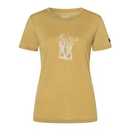 super.natural Merino T-Shirt W FLOWER BOOTS TEE in Beige | Gr.: L