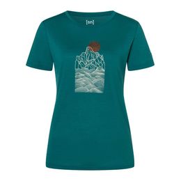 super.natural Merino T-Shirt PREIKESTOLEN CLIFFS in Petrol | Gr.: M