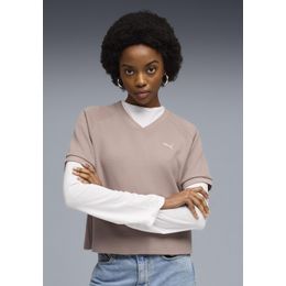 T-Shirt Puma "CLASS RELAXED PINNACLE TEE", Damen, Gr. XL, sandstone, Netz, Obermaterial: 60% Baumwolle, 40% Polyester, unifarben, relaxed fit normal, Shirts T-Shirt, Kurzarm, f&uuml;r sportliche Aktivit&auml;ten