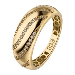 Goldring Jobo "Ring Damenring 7,9 mm breit" Gr. 54, gelbgold 333, Fingerringe, Damen, 54, Gelbgold 333, Goldring, 333 Gold mit 45 Zirkonia