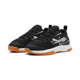 Hallenschuh Puma "VARION II JR", Kinder, Gr. 37,5, schwarz (Puma schwarz, cool light gray, gum), Synthetik, Schuhe Hallenschuh, mit rutschhemmender, non marking Gummilaufsohle