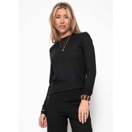 SASSYCLASSY Langarmshirt in Rippstruktur in Schwarz | Gr.: L