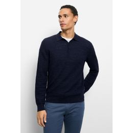 Langarm-Poloshirt OLYMP "OLYMP Casual Strick", Herren, Gr. M, marine, 100% Baumwolle, Shirts