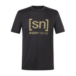 super.natural Merino T-Shirt GRID LOGO in schwarz | Gr.: L