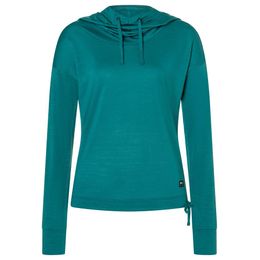 super.natural Merino Longsleeve W FUNNEL HOODIE in Petrol | Gr.: XS