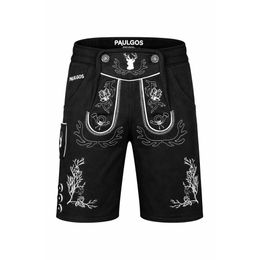 PAULGOS Jogginghose Design Trachten Lederhose Bermuda Shorts Kurz JOK3 in Schwarz | Gr.: XL