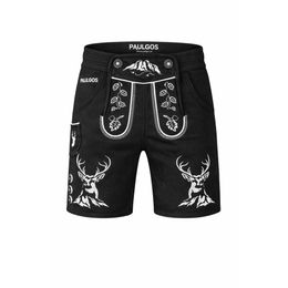 PAULGOS Jogginghose Design Trachten Lederhose Bermuda Shorts Kurz JOK4 in Schwarz | Gr.: M