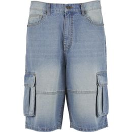Shorts Urban Classics "Urban Classics Relaxed Denim Cargo Shorts", Herren, Gr. 30, Normalgr&ouml;&szlig;en, new light blau dirty washed, 100% Baumwolle, unifarben, relaxed fit, Hosen Shorts