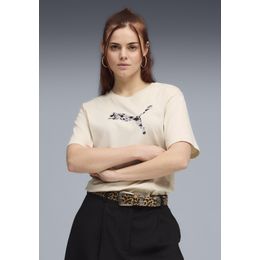 T-Shirt Puma "ESS GRAPHIC ANIMAL RELAXED TEE", Damen, Gr. XL, alpine snow, Jersey, Obermaterial: 100% Baumwolle, bedruckt, relaxed fit normal, Rundhals, Shirts T-Shirt, Kurzarm, mit sportlichem Print, aus Baumwolle, Rundhalsausschnitt