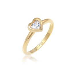 Elli Ring 925 Sterling Silber Herz in Gold | Gr.: 58