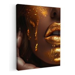 OnlyWow Leinwand Bilder Goldenes Gesicht | Gr.: 40 x 60 cm