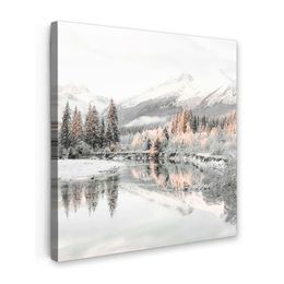 OnlyWow Leinwand Bilder Gefrorener Fluss | Gr.: 90 x 90 cm