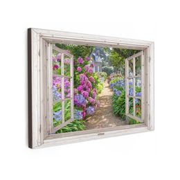 OnlyWow Leinwand Bilder Blumengarten | Gr.: 60 x 40 cm
