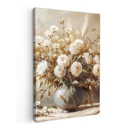 OnlyWow Leinwand Bilder Elegante Blumen | Gr.: 60 x 90 cm
