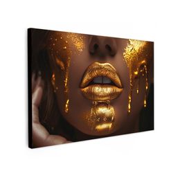 OnlyWow Leinwand Bilder Goldenes Gesicht | Gr.: 150 x 100 cm