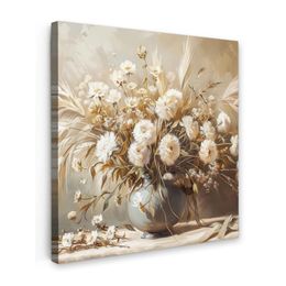 OnlyWow Leinwand Bilder Elegante Blumen | Gr.: 20 x 20 cm