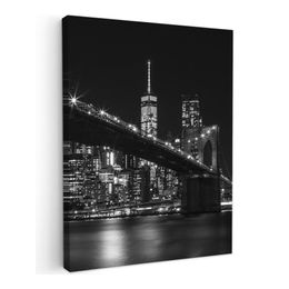 OnlyWow Leinwand Bilder Brooklyn Bridge | Gr.: 40 x 60 cm