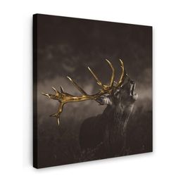 OnlyWow Leinwand Bilder Hirsch | Gr.: 50 x 50 cm