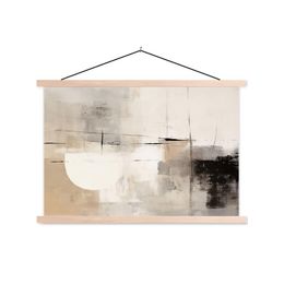 OnlyWow Poster mit Leiste Abstrakte Kunst wei&szlig; schwarz | Gr.: 120 x 80 cm