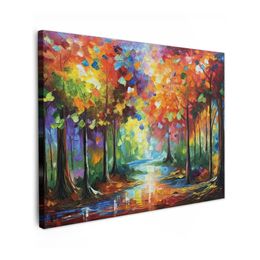 OnlyWow Leinwand Bilder Bunter Wald | Gr.: 60 x 40 cm