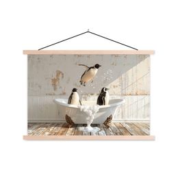 OnlyWow Poster mit Leiste Pinguine | Gr.: 90 x 60 cm