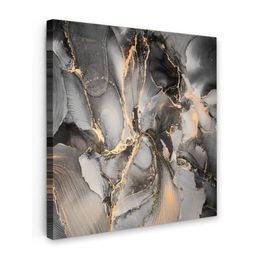 OnlyWow Leinwand Bilder Abstrakte Kunst gold grau | Gr.: 50 x 50 cm