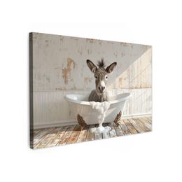 OnlyWow Leinwand Bilder Esel | Gr.: 90 x 60 cm