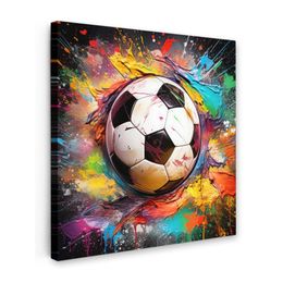 OnlyWow Leinwand Bilder Fu&szlig;ball | Gr.: 20 x 20 cm