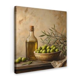 OnlyWow Leinwand Bilder Olivgr&uuml;n | Gr.: 50 x 50 cm
