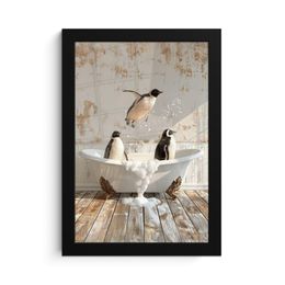 OnlyWow Poster mit Leiste Pinguine | Gr.: 80 x 120 cm