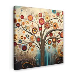 OnlyWow Leinwand Bilder Stilvoller Baum | Gr.: 20 x 20 cm