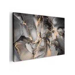 OnlyWow Leinwand Bilder Abstrakte Kunst gold grau | Gr.: 40 x 30 cm