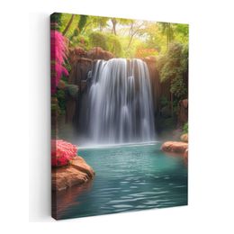 OnlyWow Leinwand Bilder Tropischer Wasserfall | Gr.: 30 x 40 cm