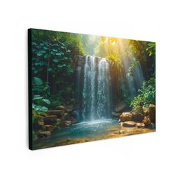 OnlyWow Leinwand Bilder Wasserfall Sonnenstrahlen | Gr.: 150 x 100 cm