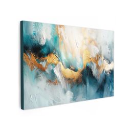 OnlyWow Leinwand Bilder Abstrakte Kunst gold blau | Gr.: 30 x 20 cm
