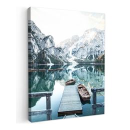 OnlyWow Leinwand Bilder Bergsee | Gr.: 90 x 140 cm